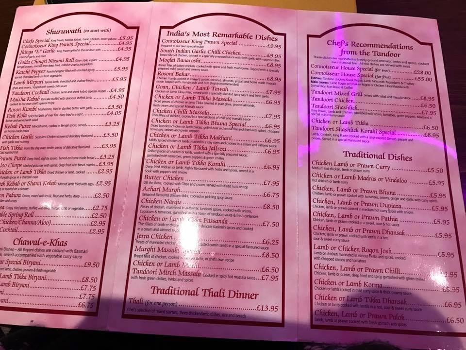 Menu at The Spice Ambassador restaurant, Cardiff