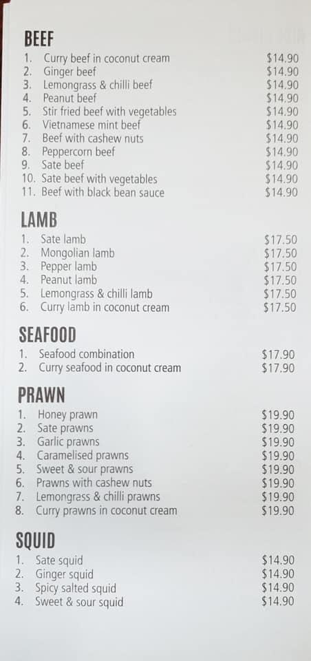 Menu at Vietnamese House Restaurant, Dickson
