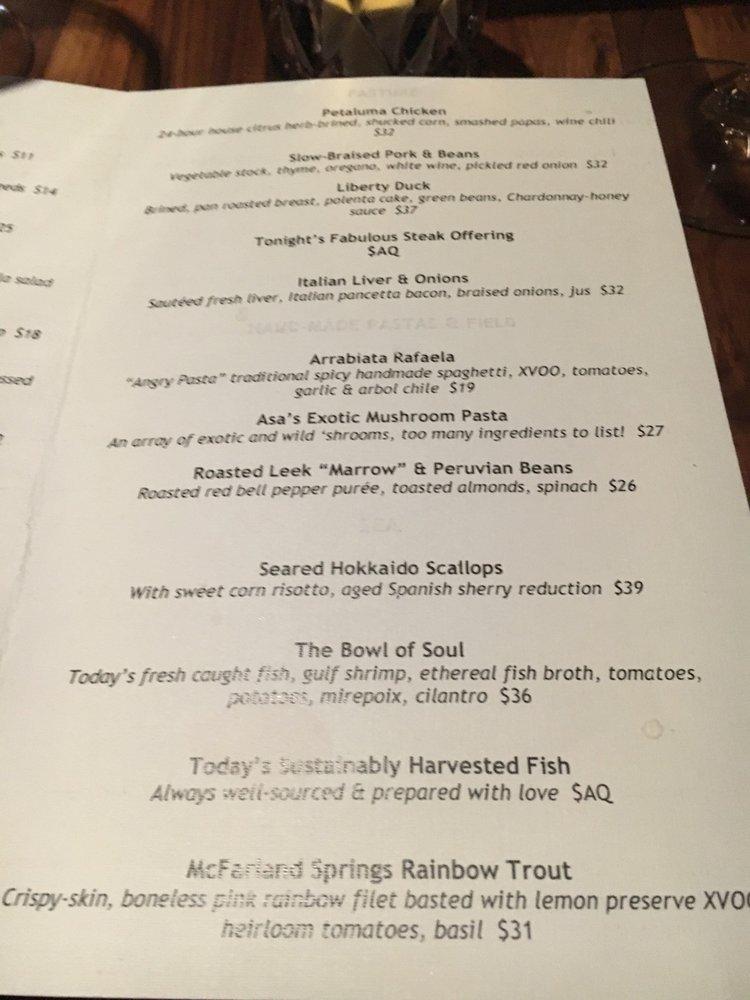 Menu at Asa Restaurant Los Gatos, Los Gatos