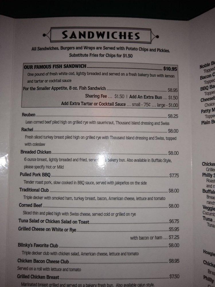 Menu at Blinky's Noble Grill & Bar, Pittsburgh