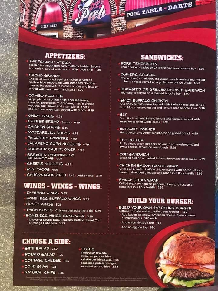 Menu at Dt's Pub & Primetime, Fayette