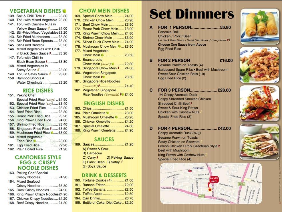 Menu at Peking Chef fast food, Brighton