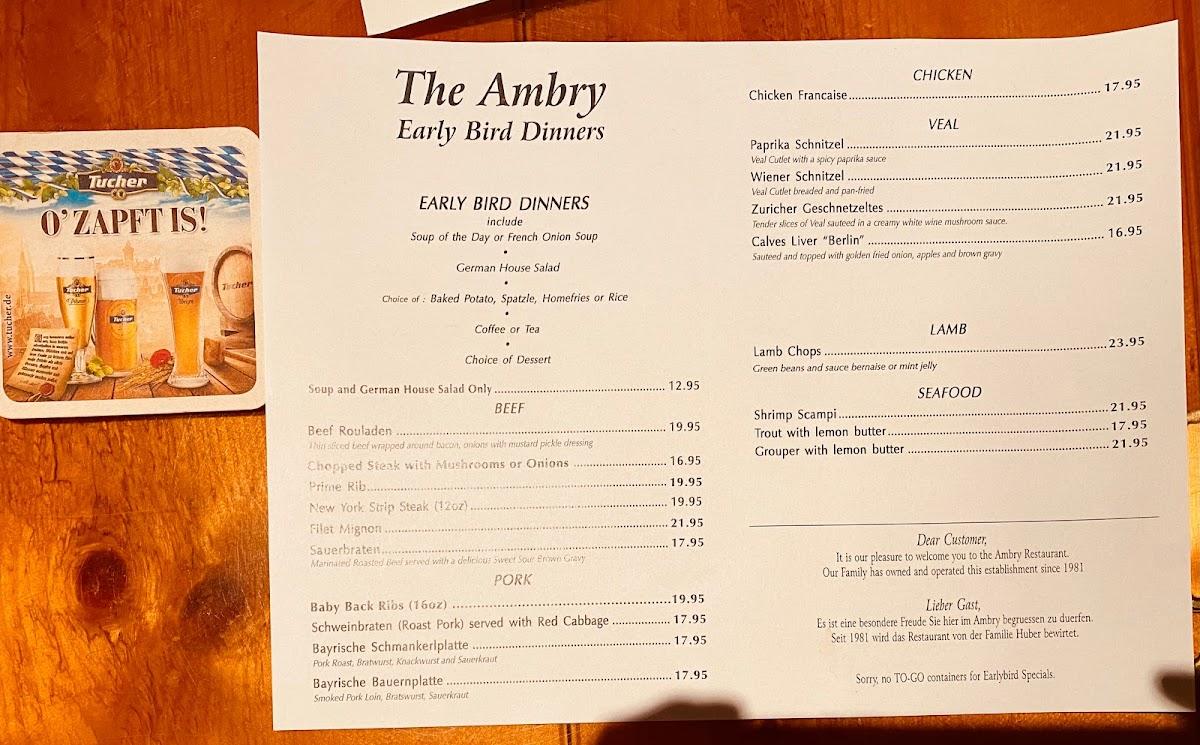 Menu at Ambry Restaurant, Fort Lauderdale