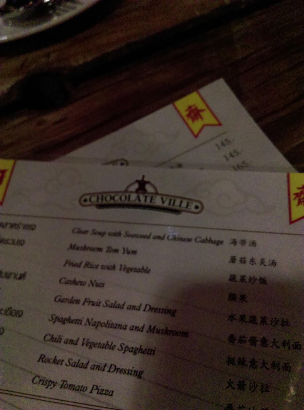 Menu at Chocolate Ville restaurant, Bangkok, 23 1-16 Prasert-Manukitch Rd