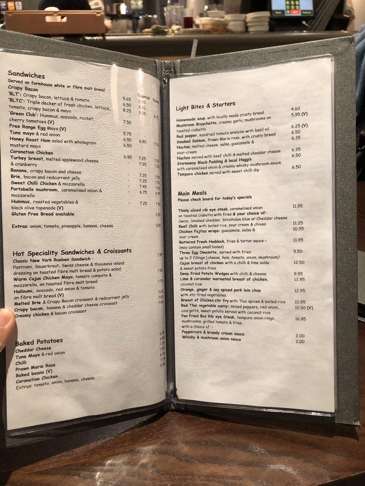Menu at Girvans restaurant, Inverness