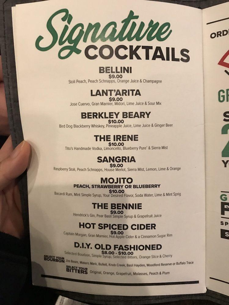 Menu at Green Lantern Pizza pub & bar, Berkley