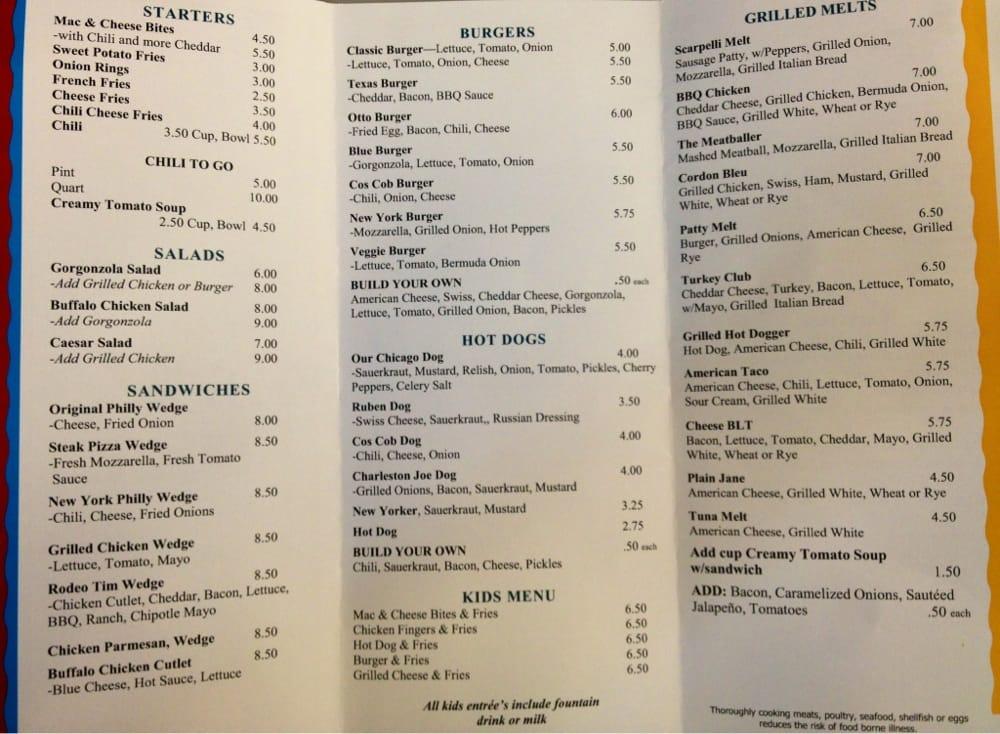 Menu at Joey B's restaurant, Greenwich