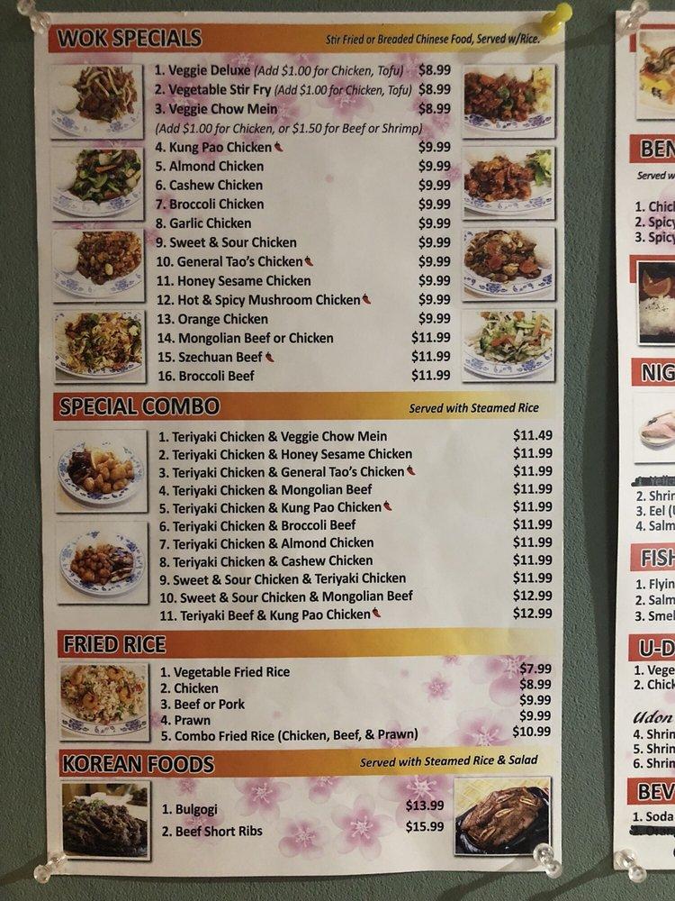 Menu at Sakura Teriyaki & Sushi restaurant, Sunnyside