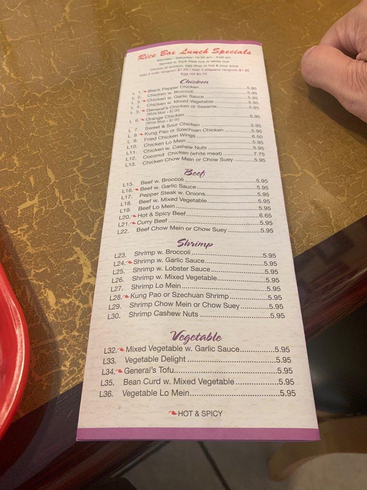 Menu at Dan's Rice Box Asian Cuisine restaurant, Groton