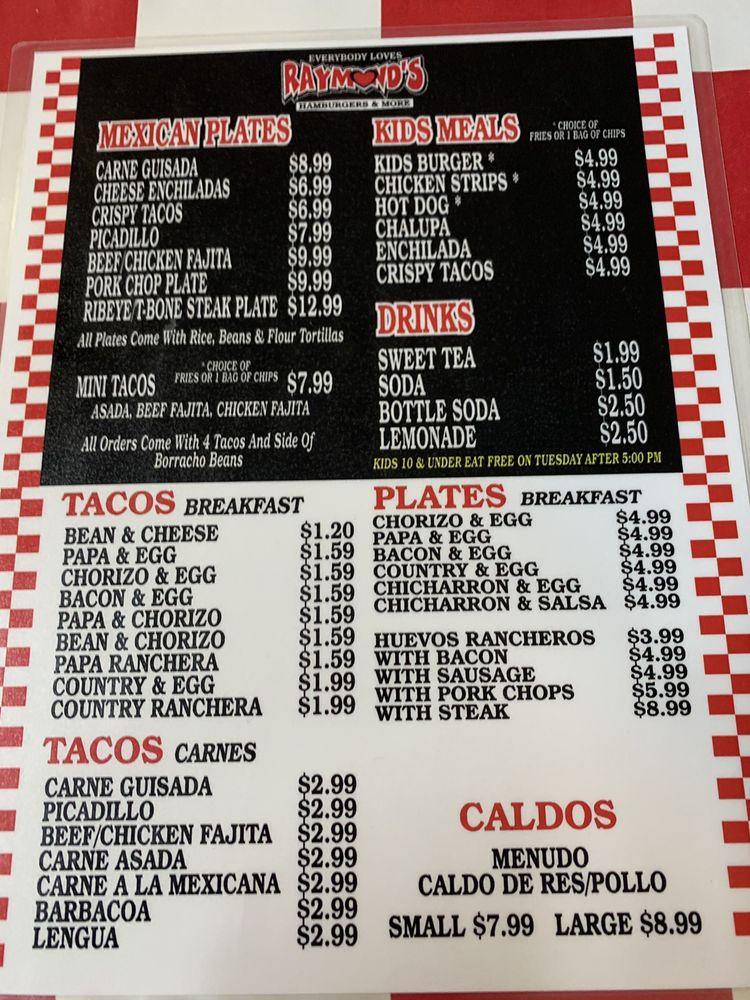 Carta del restaurante Everybody Loves Raymond's Tacos, San Antonio ...