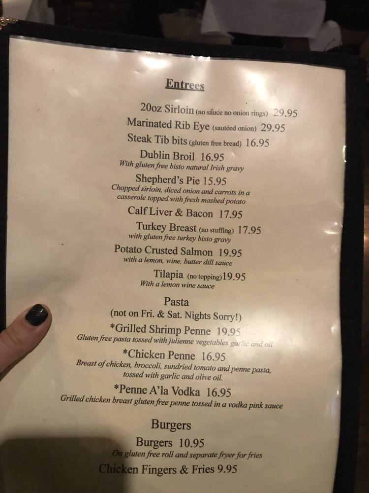 Menu at Monaghan's Irish Restaurant, Rockville Centre