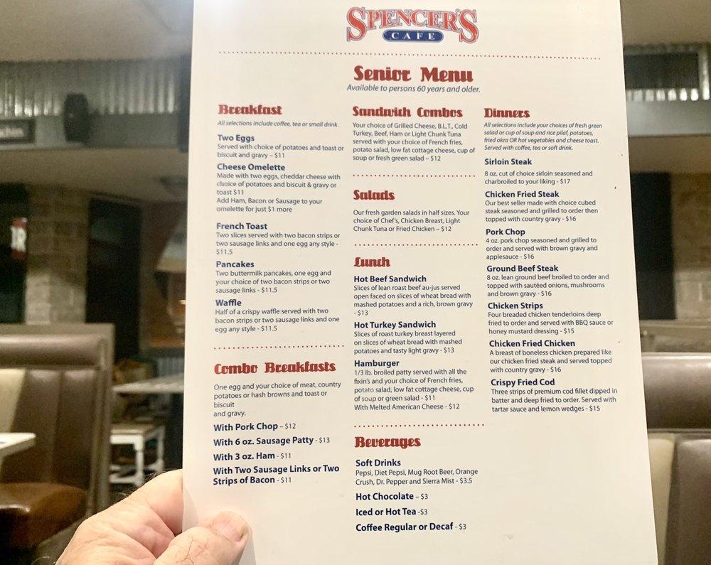 Menu at Spencer's Restaurant, Bakersfield