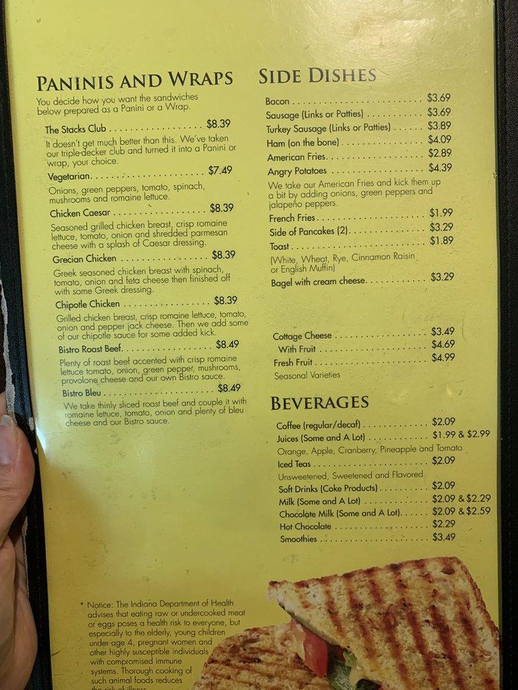 Menu at Stacks Pancake House & Restaurant, Elkhart