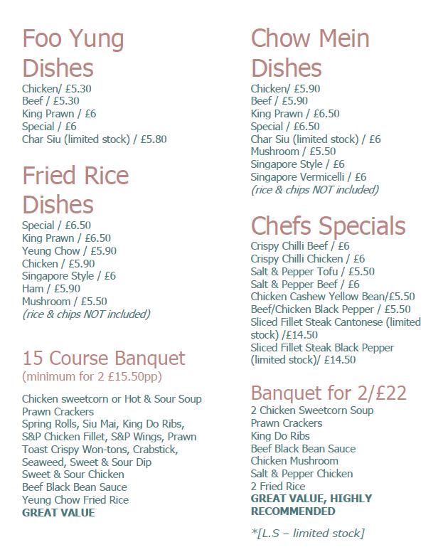Menu at Edward's restaurant, Liverpool, 20-22 Great Georges Rd