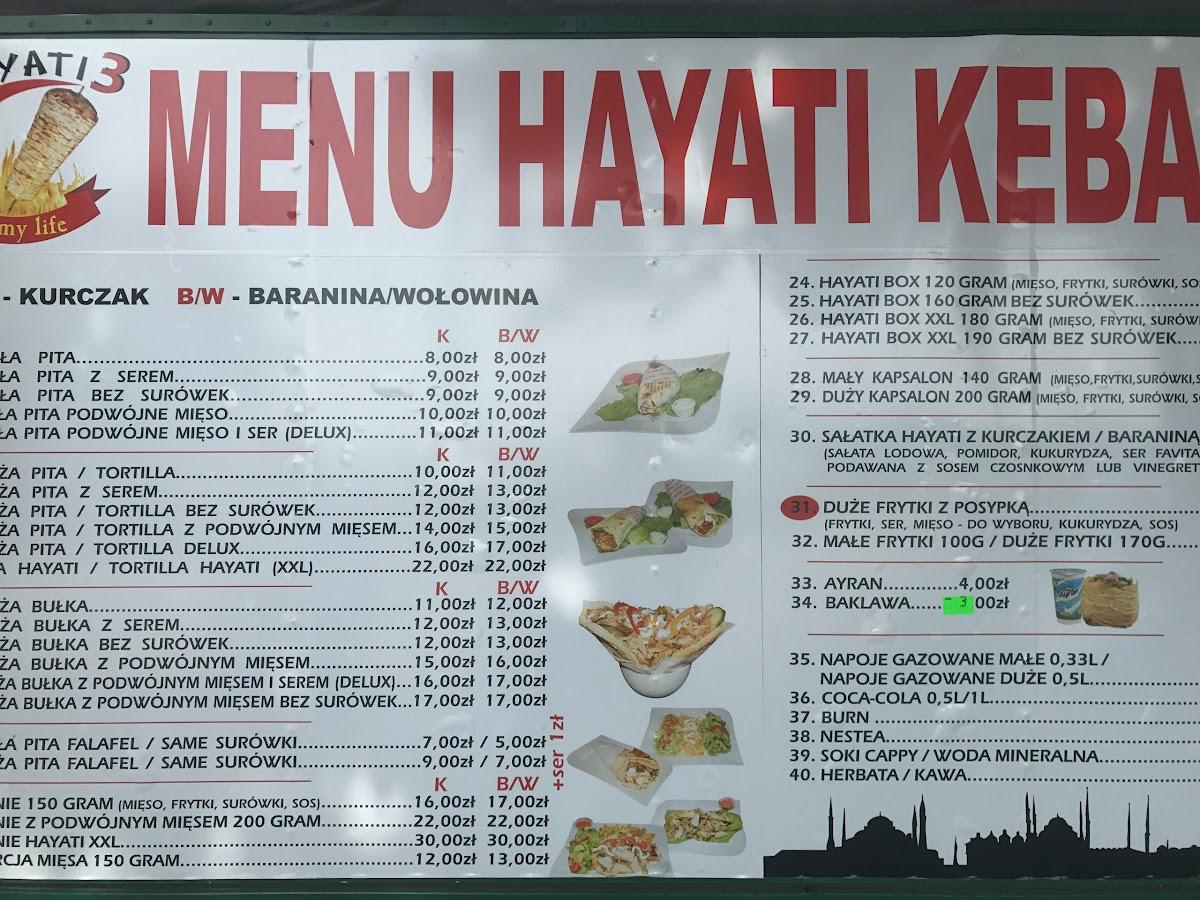 Menu at Kebab hayati 3 pub & bar, Firlej