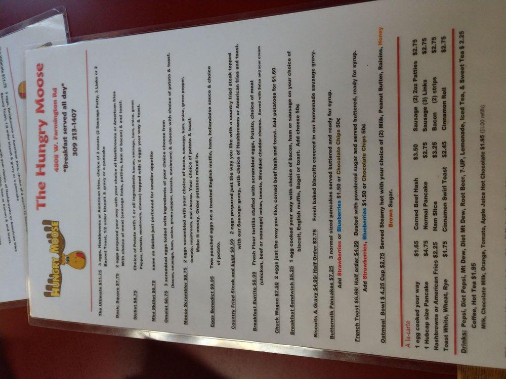 Menu at The Hungry Moose & Drunken Moose Lounge restaurant, Peoria, N ...