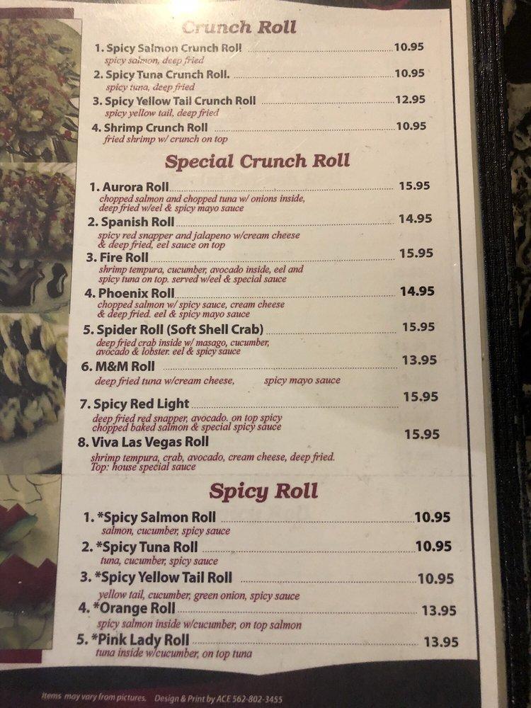 Menu at Tokyo Express restaurant, Fairbanks