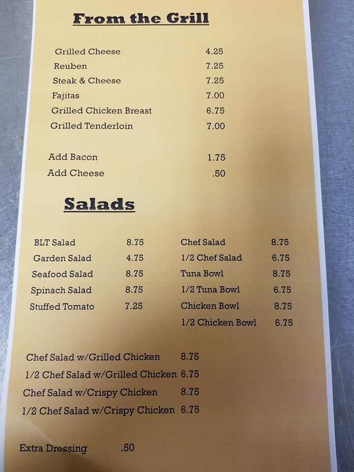 Menu at Dot's cafe, Vincennes