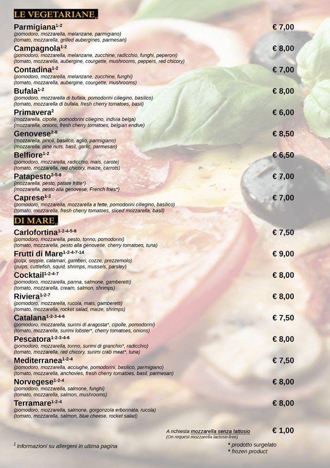 Menu at Nababbo's Pizza pizzeria, Oristano, Via Martiri di Belfiore