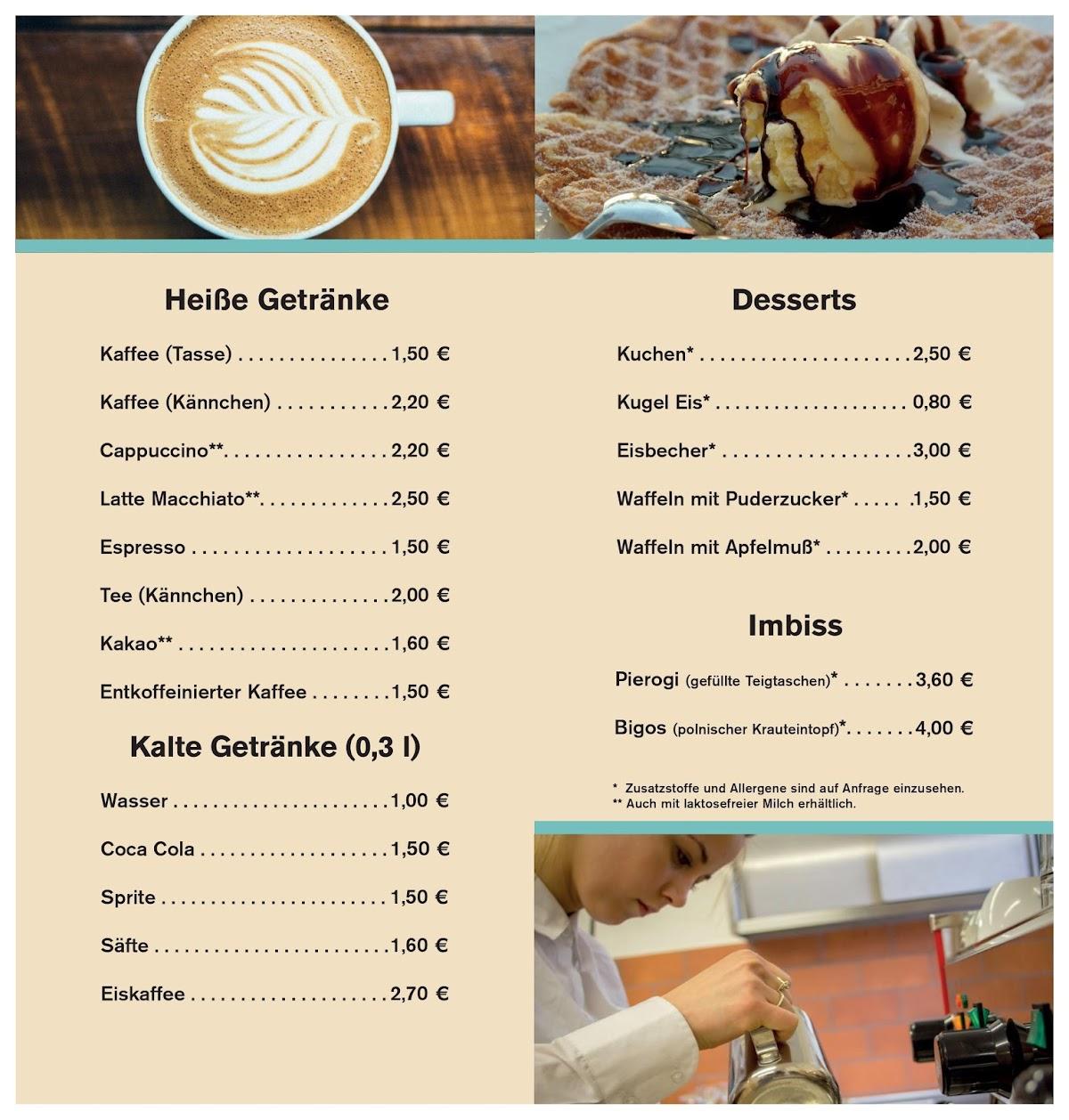Menu at Café „Kaffee zum Glück“ cafe, Müncheberg
