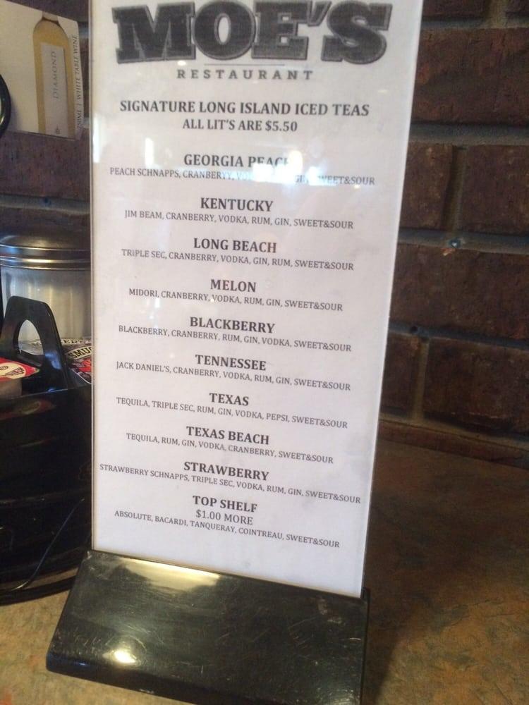 Menu at Moe's Restaurant, Huntington