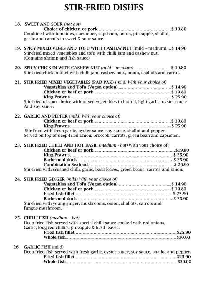 Menu at Som Tam Thai Restaurant, Maroochydore