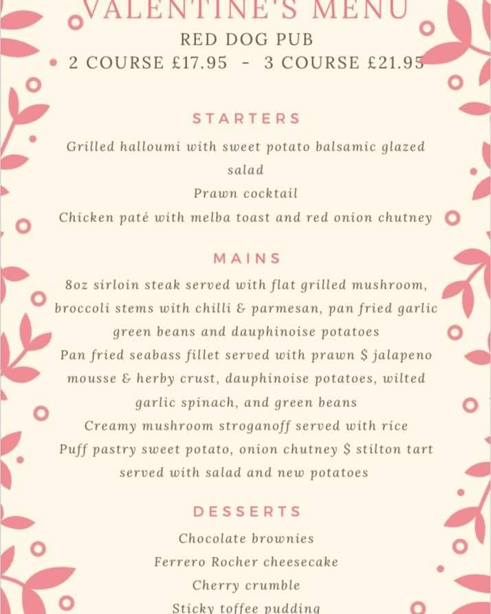 Menu at The Red Dog pub & bar, Rochester