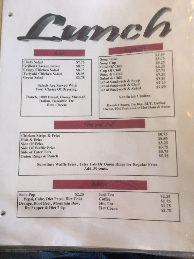 Menu at KJ'S Cafe, Chemult