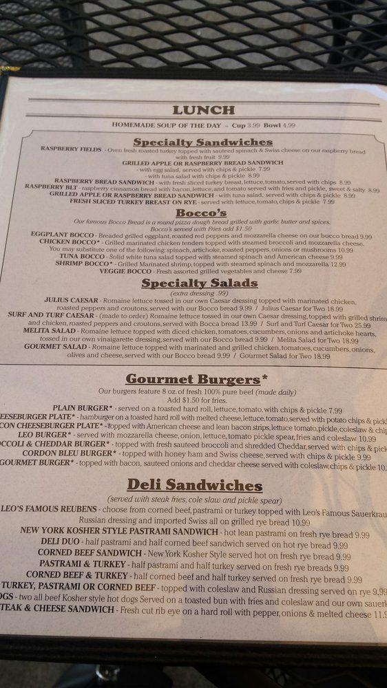 Menu at Leo's Restaurants, Southbury
