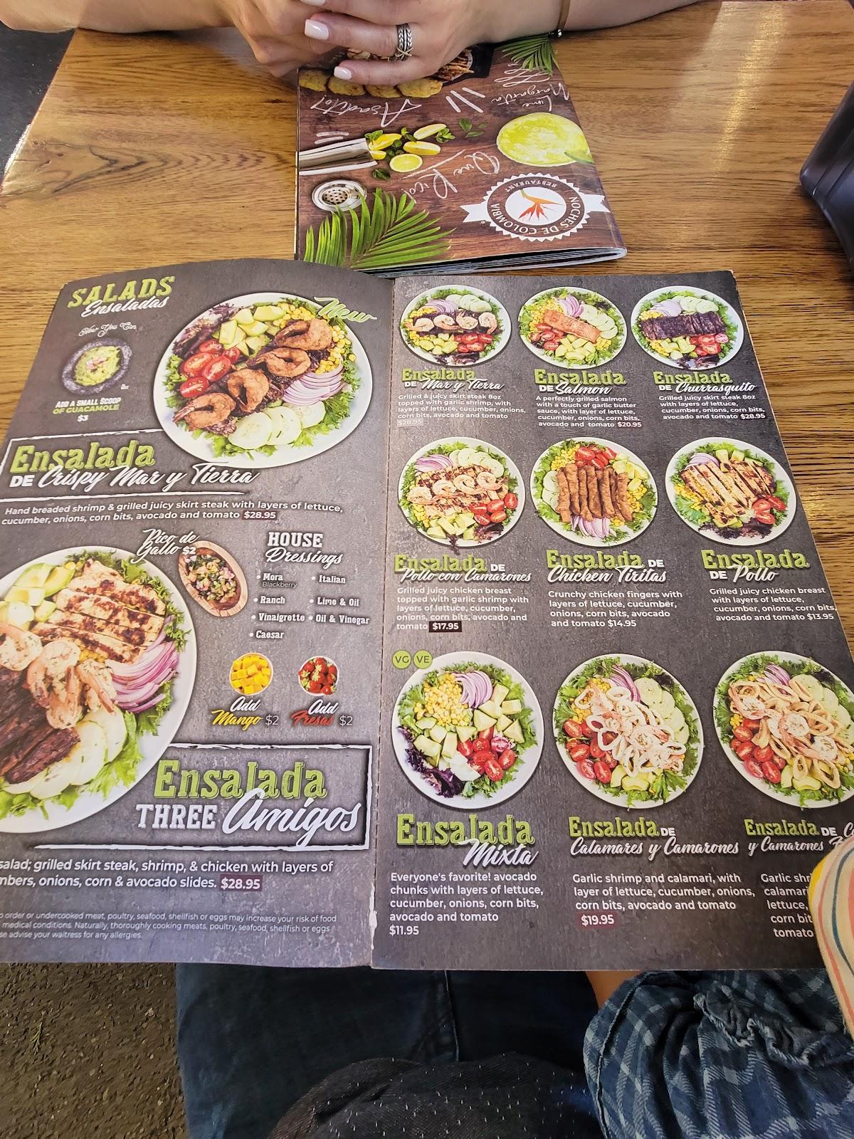 Menu at Noches de Colombia restaurant, Mineola