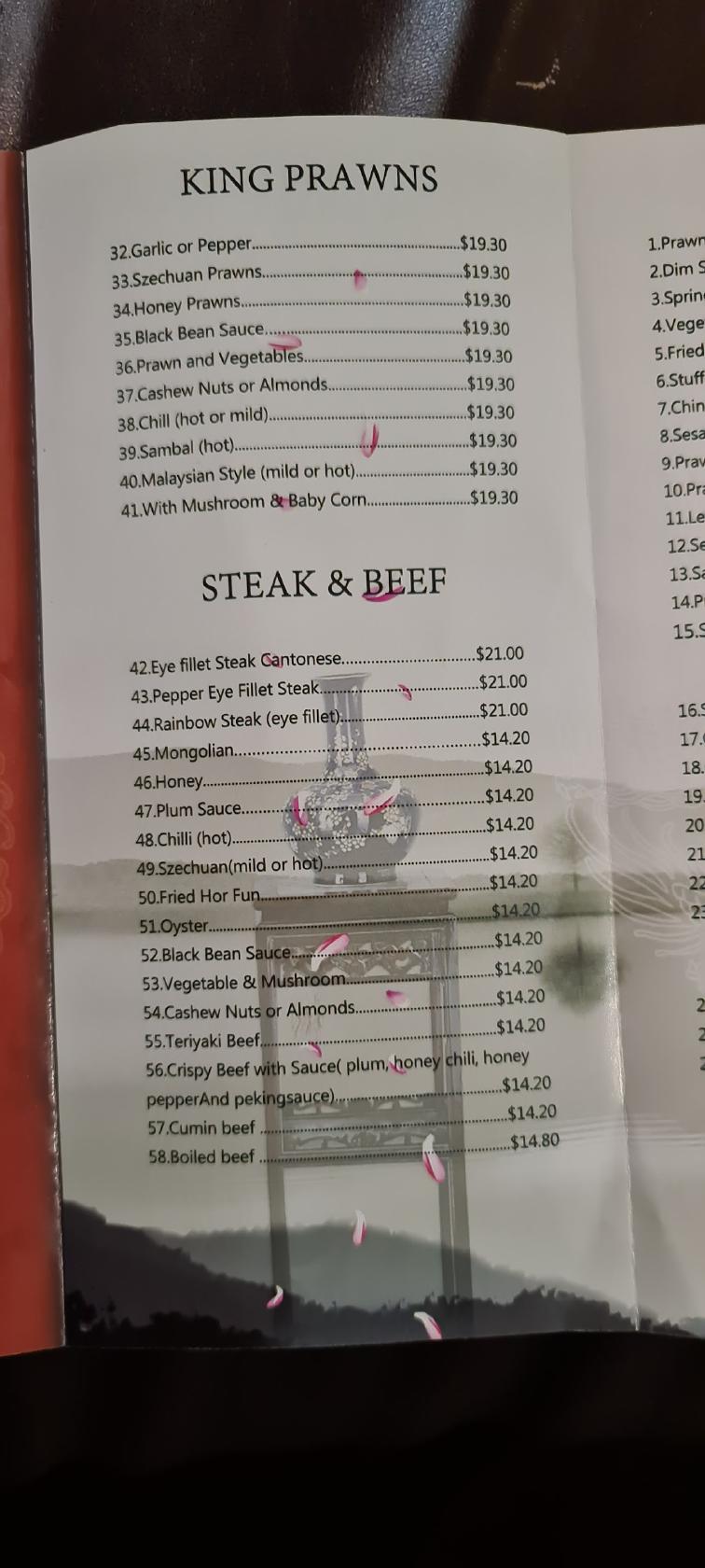 Menu at Sale Rainbow Chinese Restaurant, Sale
