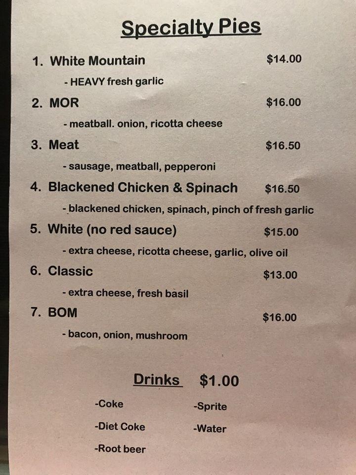 Menu at BrickStone Oven restaurant, Pymatuning Central