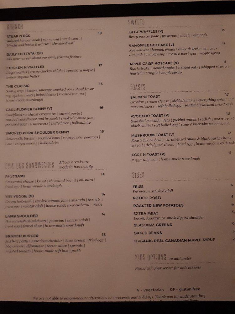 Menu at Catch 122 restaurant, Vancouver