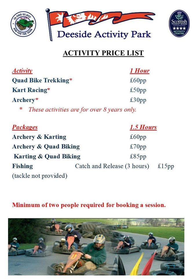Menu at Deeside Activity Park restaurant, England
