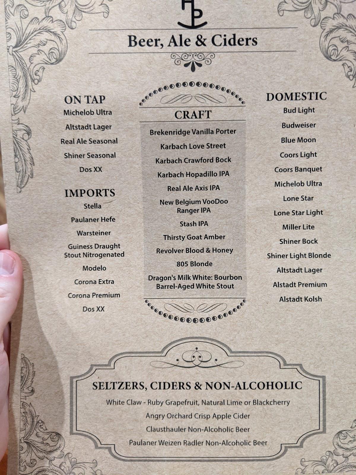 Menu at Hitchin' Post Steakhouse, Fredericksburg