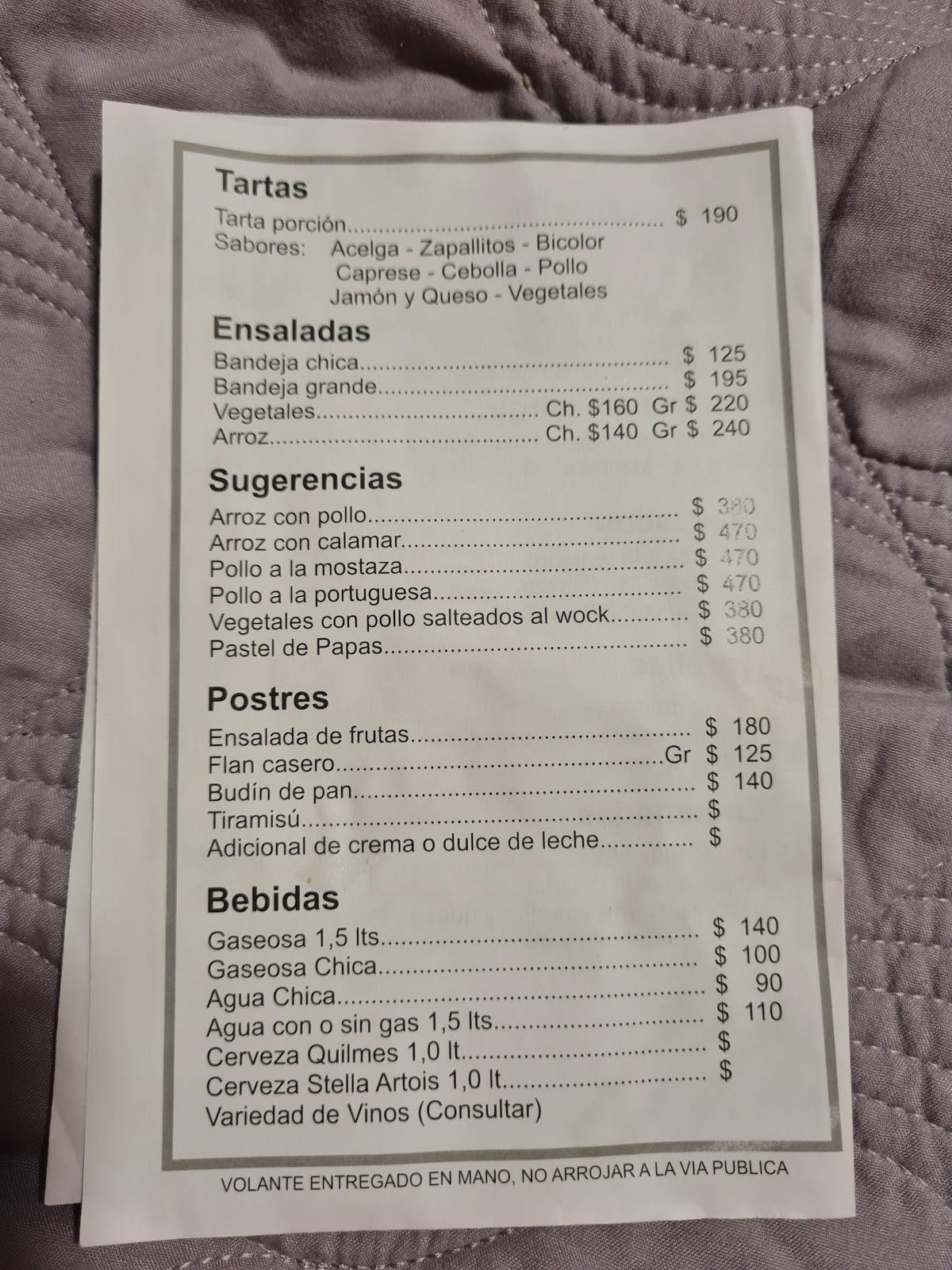 Menu at La Esquina De Azu restaurant, Valeria del Mar