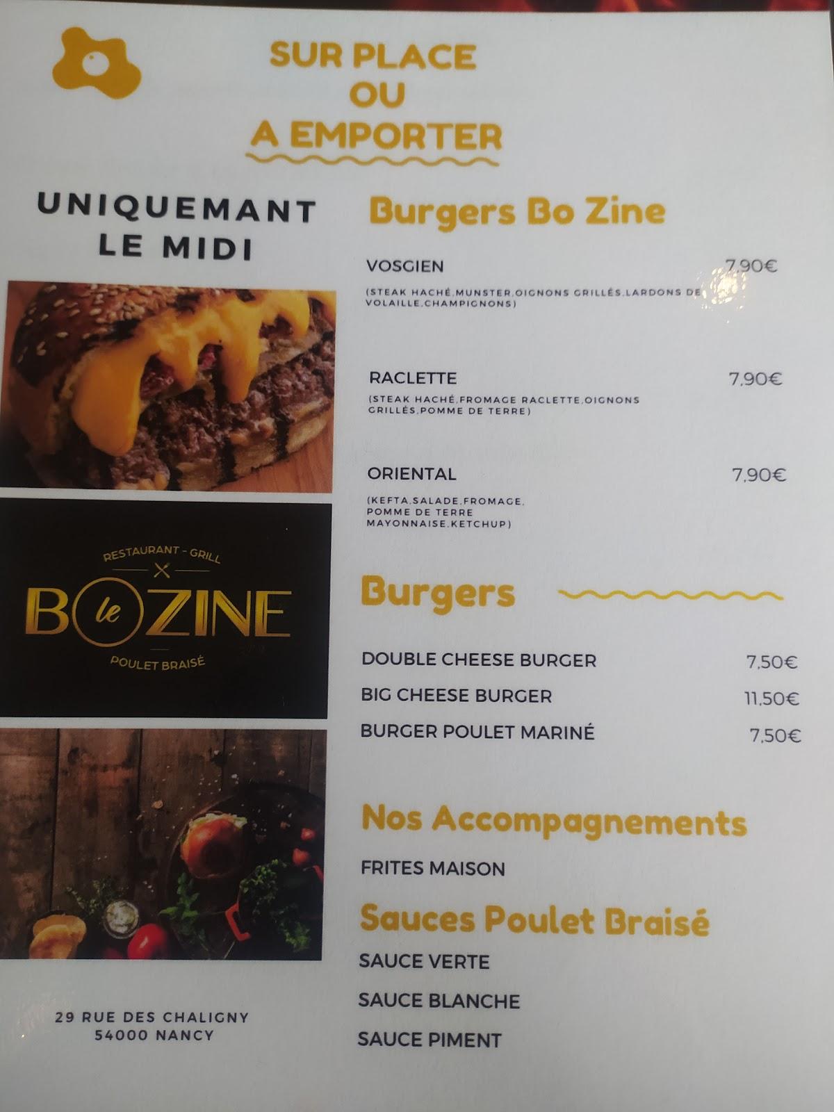 Menu au Le BO ZINE Nancy restaurant, Nancy