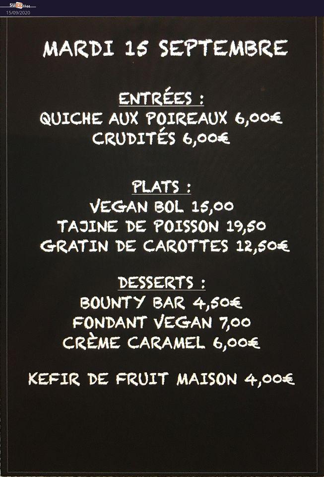 Menu at Le Comptoir Bio restaurant, Nice