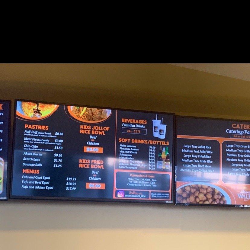 Menu at Mama Wale's Rice restaurant, Riverside