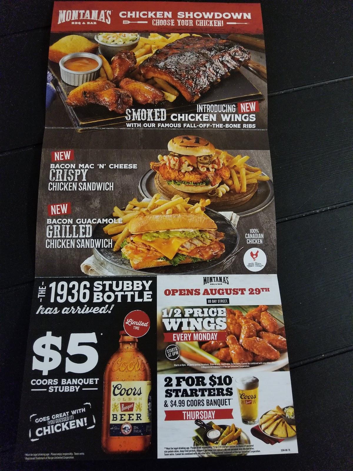 Menu at Montana’s BBQ & Bar, Sault Ste. Marie
