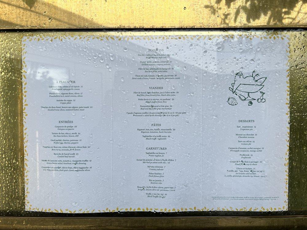 Menu au Perruche pub et bar, Paris