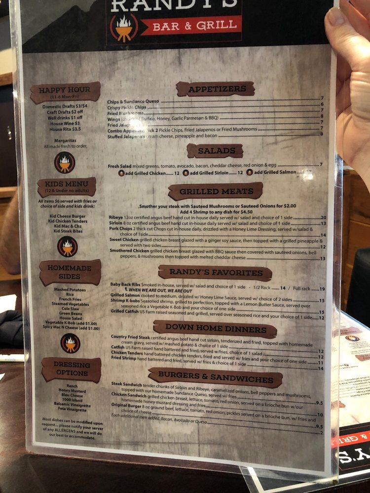 Menu at Randy's Bar & Grill, Granbury, E US Hwy 377