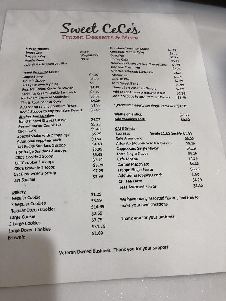 Menu at Sweet CeCe's Mt Juliet, Mount Juliet, N Mt Juliet Rd
