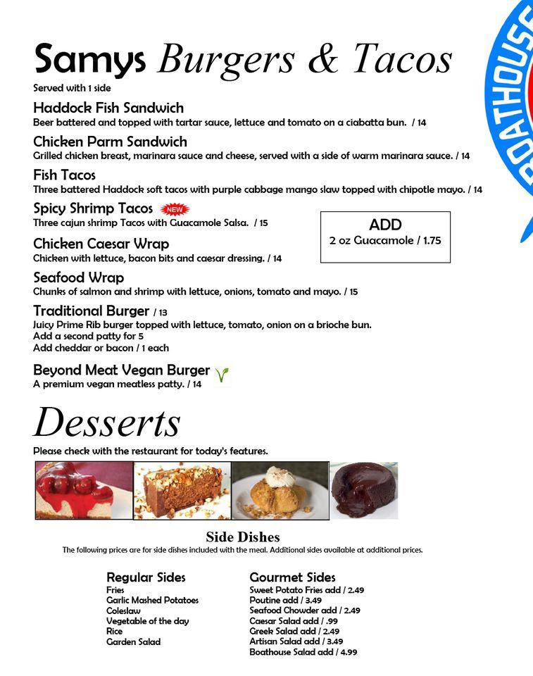 Menu at The Boathouse Seafood Restaurant And Waterfront Patio, Belleville