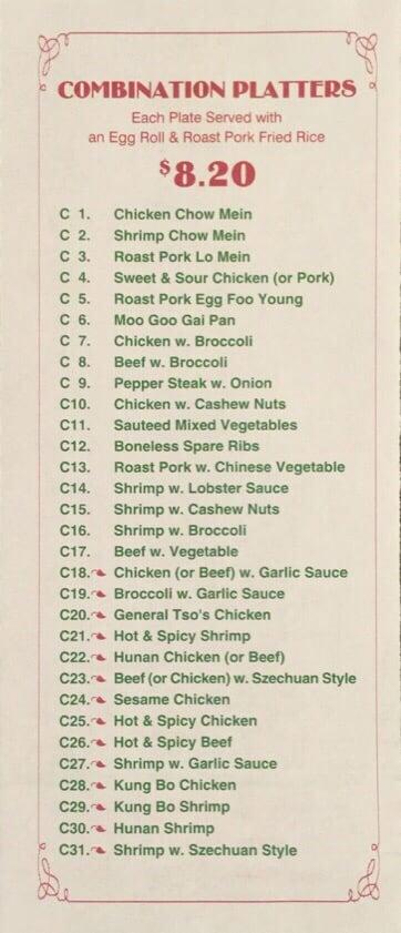 Menu at Hunan Spring Buffet restaurant, Fergus Falls