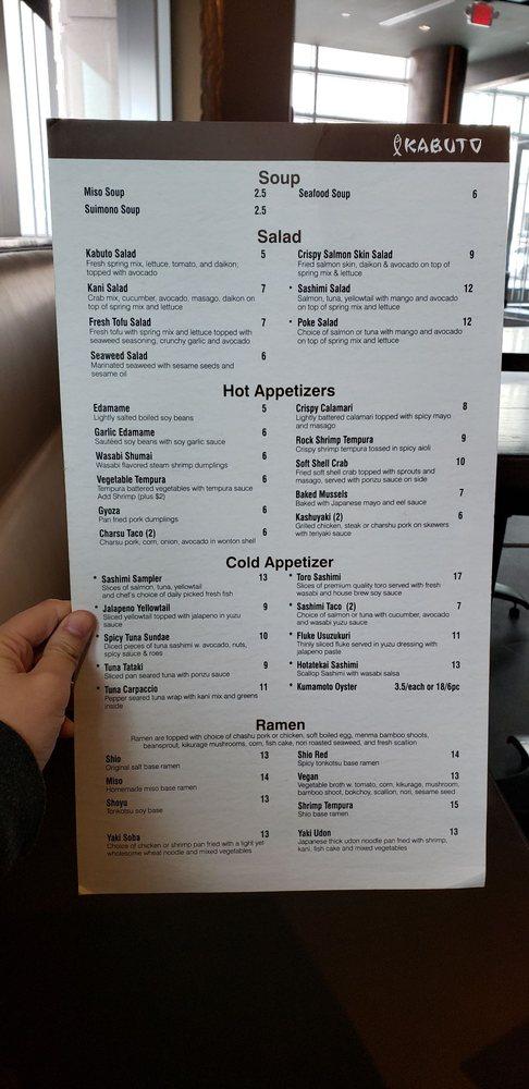 Menu at Kabuto Hibachi, Sushi & Udon restaurant, Rockville