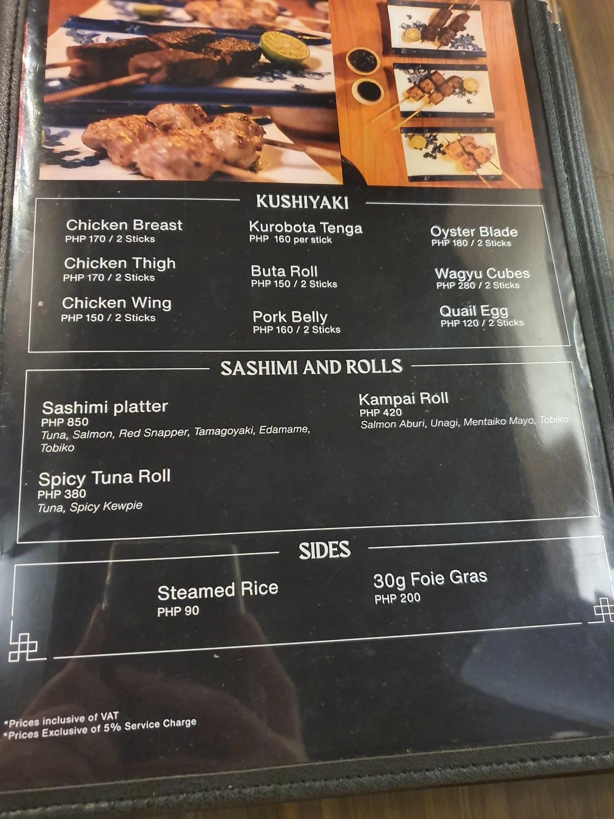 Menu at Kampai pub & bar, Makati, Alfonso