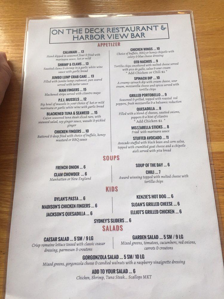 Menu at On the Deck pub & bar, Atlantic Highlands, 10 Simon Lake Dr