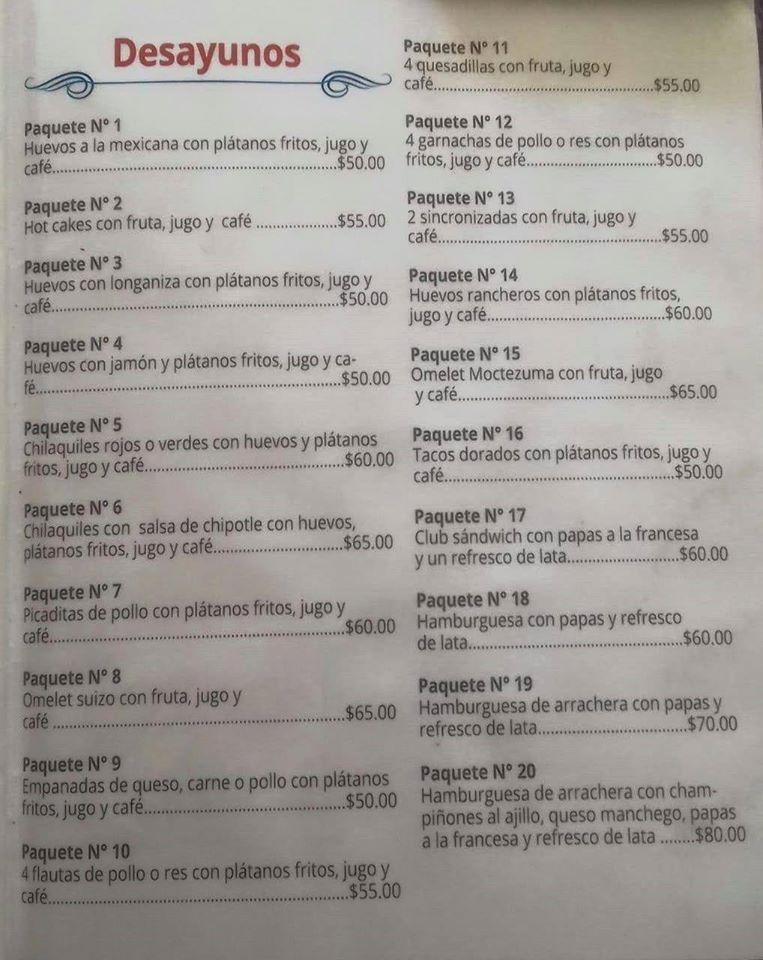 Carta de Restaurant La Cascada, Acayucan