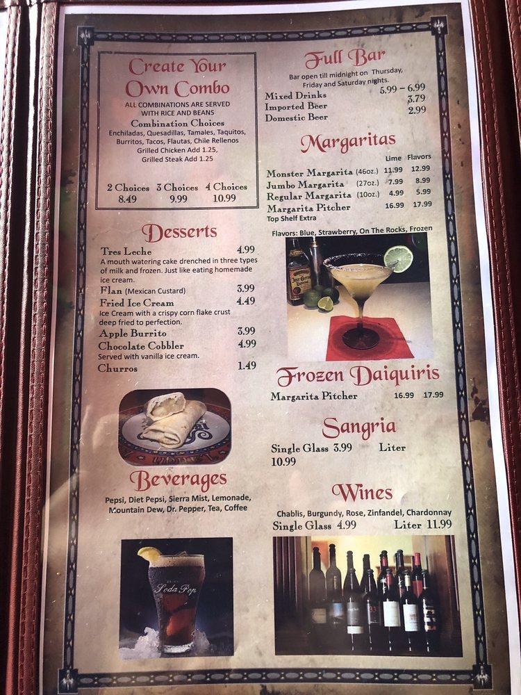 Menu at Café Olé Restaurant & Cantina, Batesville, 525 MS-6